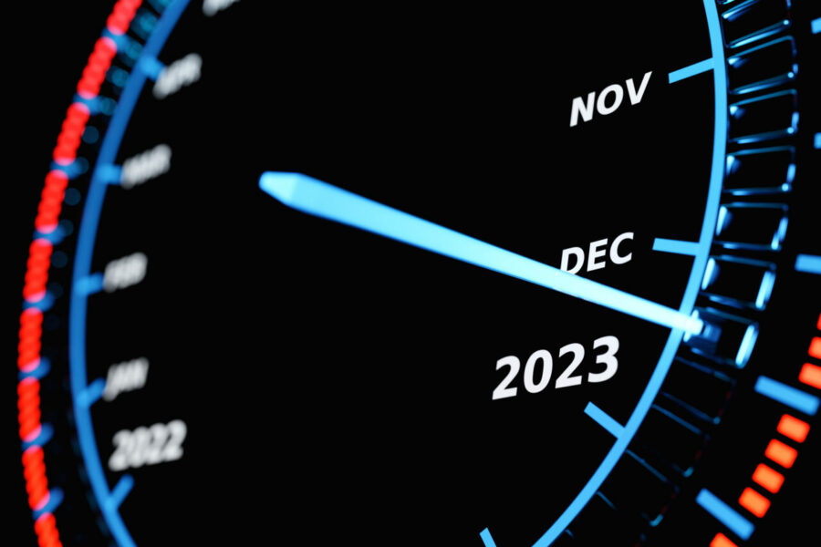 Year 2023 Calendar Speedometer Car In Illustration.the Concept O ...
